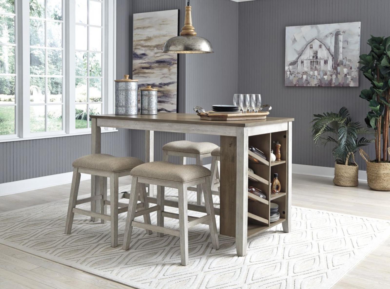 Skempton Counter Height Dining Table & 4 Stools