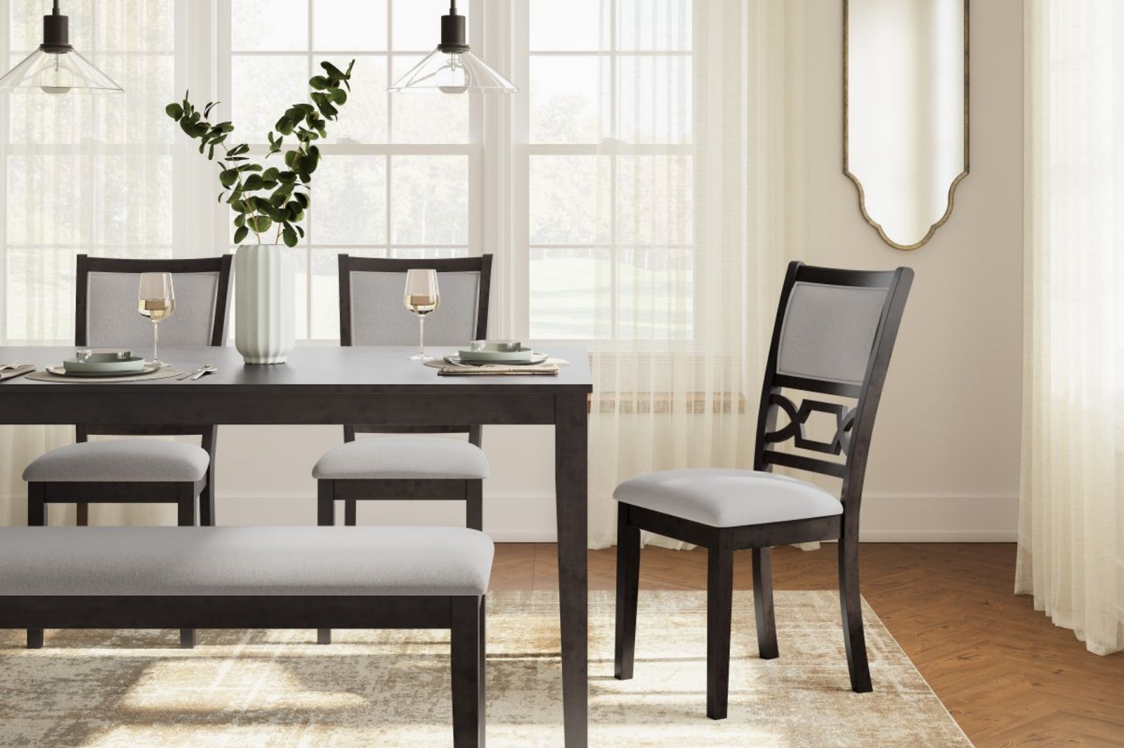 Langwest Dining Table, 4 Chairs & Bench