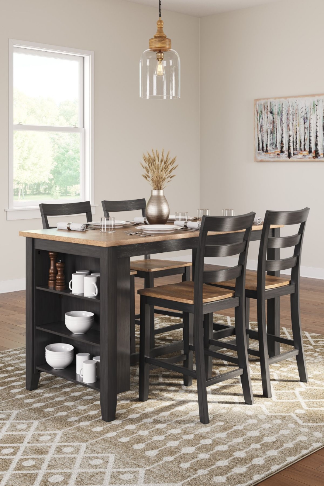 Gesthaven Counter Height Dining Table & 4 Stools
