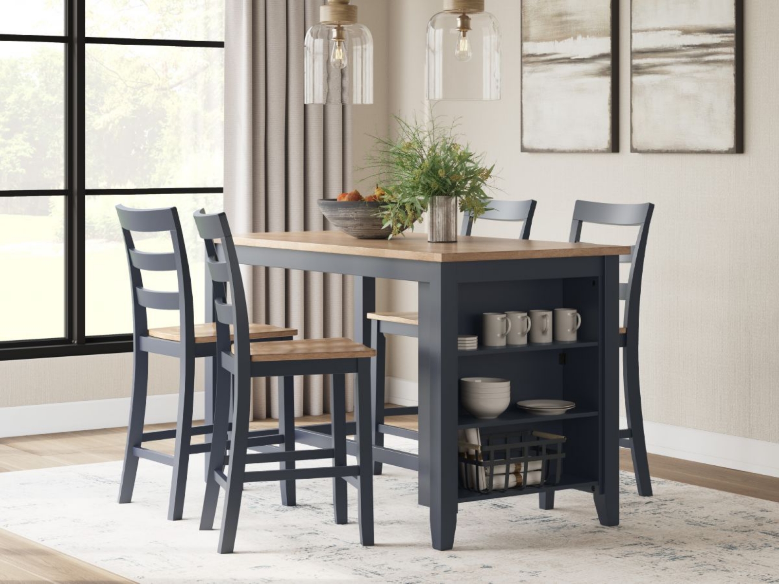 Gesthaven Counter Height Dining Table & 4 Stools