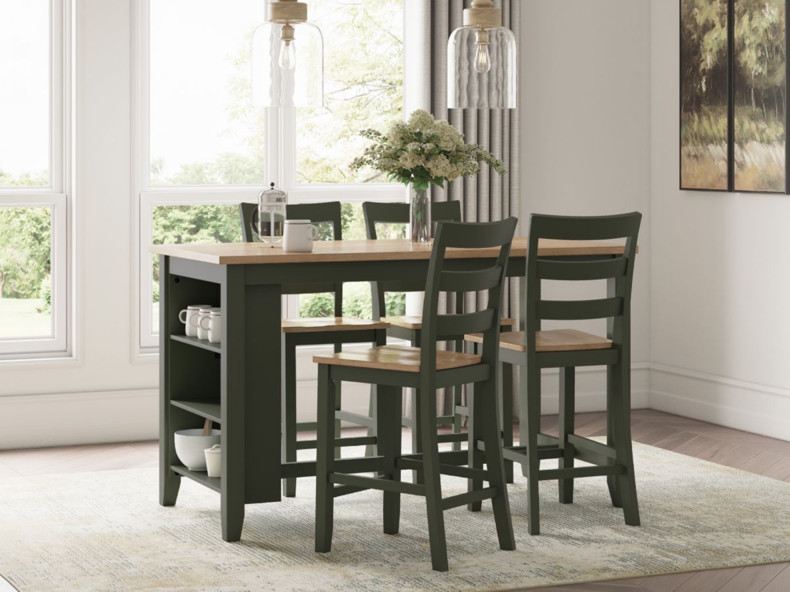 Gesthaven Counter Height Dining Table & 4 Stools